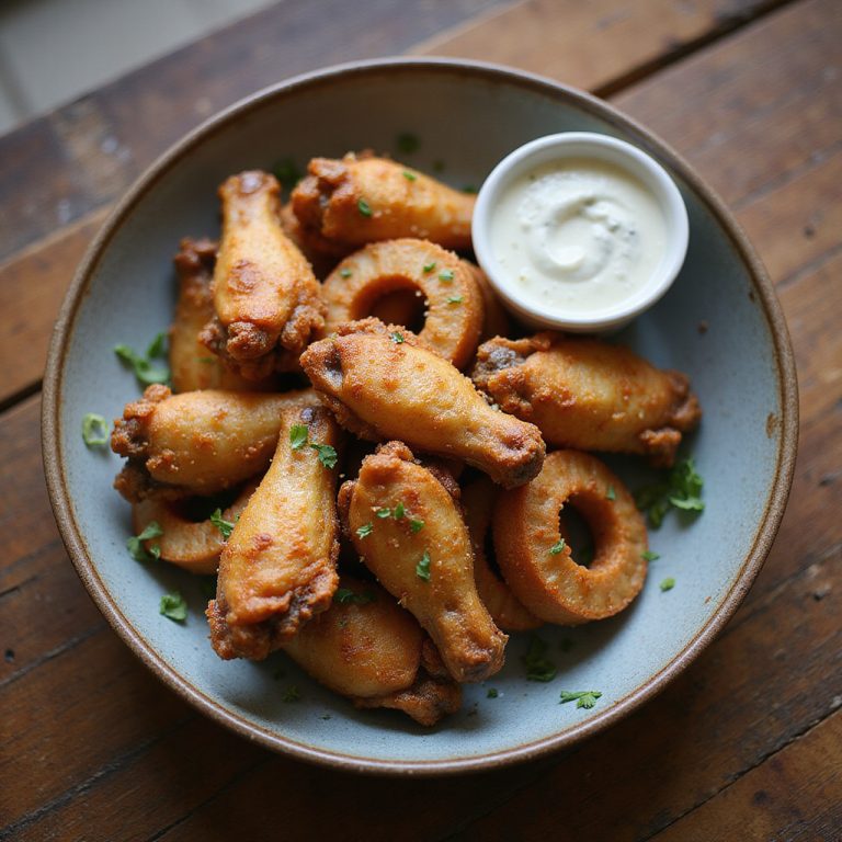 Wings and Rings Blue Cheese Recipe: Crispy Wings with Creamy Dip ...